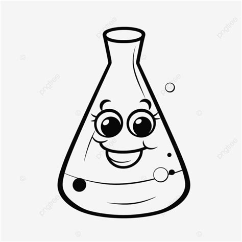 Cartoon Laboratory Flask With Bally Face Outline Sketch Drawing Vector Drawing Clipart Cartoon