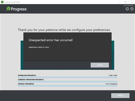 Progress Control Panel Crashes When You Update Or Install A Product In