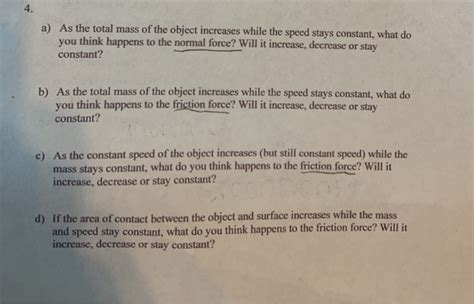 Solved A As The Total Mass Of The Object Increases While Chegg