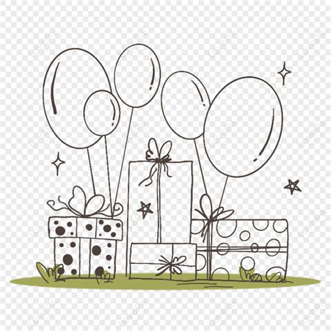귀여운 일러스트 라인 선물 상자 풍선만화아름다운 Png 일러스트 무료 다운로드 Lovepik