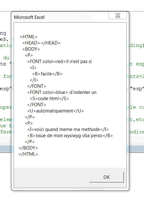 Xl 2013 Indentation De Fichiers Html Macros Et Vba Excel