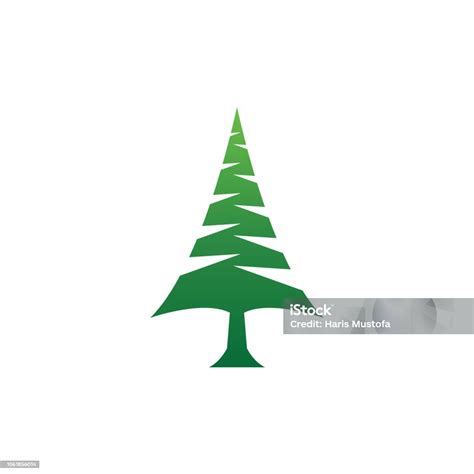 Pohon Pinus Elegan Dalam Bentuk Segi Enam Desain Logo Vektor Template Ilustrasi Stok Unduh