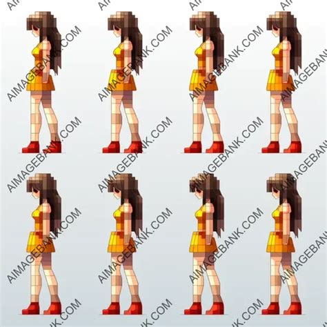 Waifu Manga Pixel Art Complete Bit Sprite Sheet Frame Aimagebank