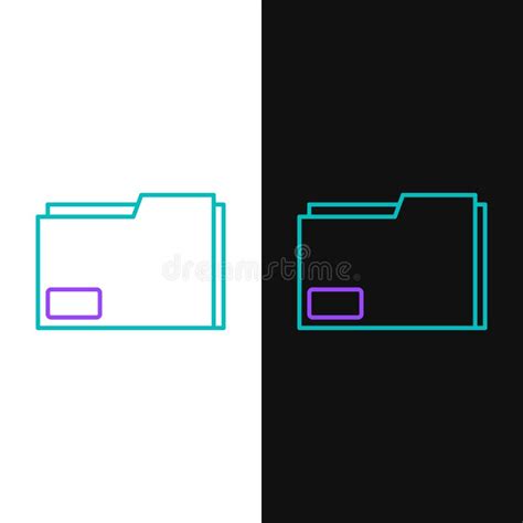 Line Document Folder Icon Isolated On White And Black Background Accounting Binder Symbol Stock