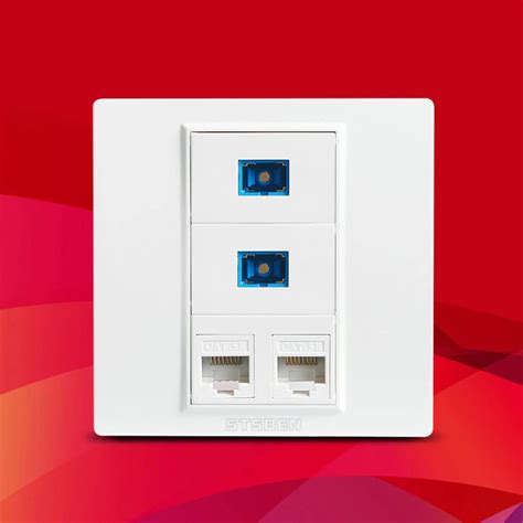 Dual Port CAT6 RJ45 Ethernet Module And Dual Port Fiber SC Optical Interface Socket 86 Type Wall