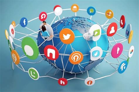 Social Networking Concept 3d Rendering Premium Ai Generated Image