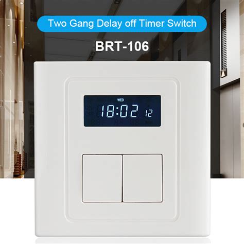 Two Gang Digital Anti Touch Button Timing Delay Switch With Keypad Panel Switch And Two Gang