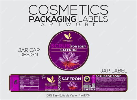 Premium Vector Cosmetics Packaging Label Scrub For Body Label And Cap