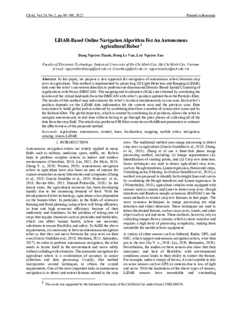 Pdf Lidar Based Online Navigation Algorithm For An Autonomous