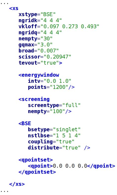 Input Xml File For An Optical Bse Calculation Without Momentum Transfer Download Scientific
