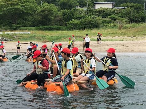 宿泊学習④いかだ完成いかだ遊びようこそ 城下小 学校ブログへ