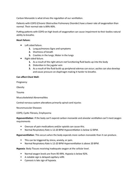 Oxygenation Carbon Monoxide Is What Drives The Regulation Of Our Ventilation Patients With