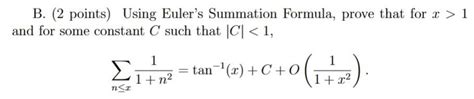 Solved B 2 Points Using Eulers Summation Formul
