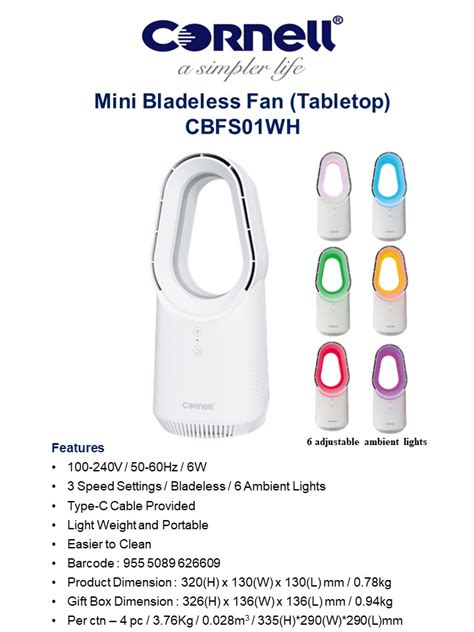 Gwp Cornell Mini Bladeless Fan Table Top Shopee Singapore
