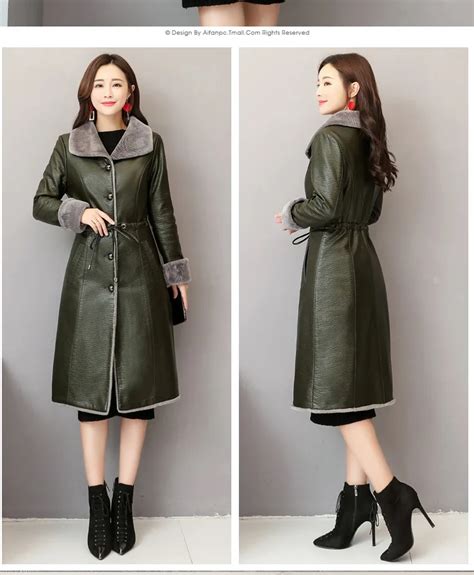 Женская меховая кожаная куртка зима осень размера плюс 4xl длинный меховой кожаный плащ женский