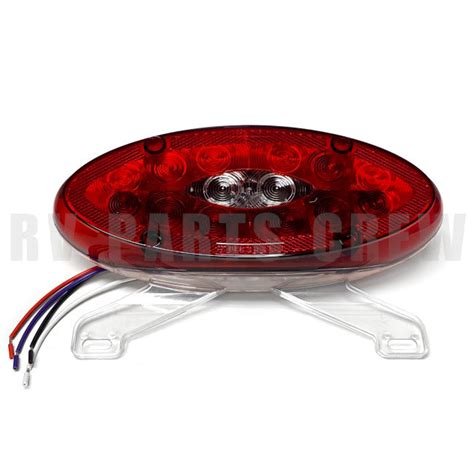 Jayco Rv Red Oval Tail Light With License Bracket 9 5 X 4 Led 4 Wire