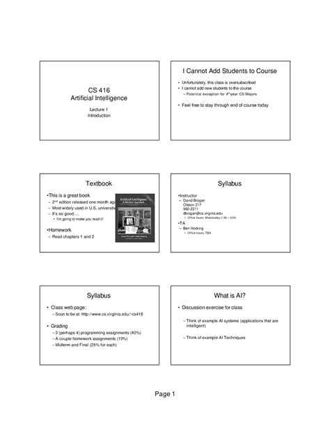 introduction to artificial intelligence lecture slides cs 4710 docsity