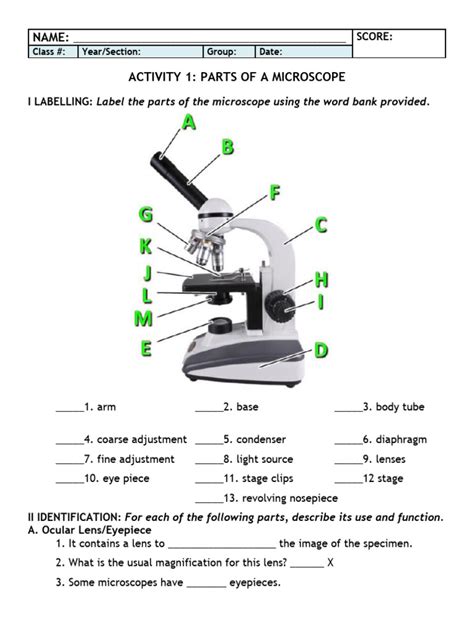 Science 7 2nd Activity 1 Microscope Pdf Optics Glass Applications