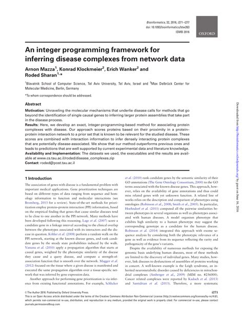 Pdf An Integer Programming Framework For Inferring Disease Complexes
