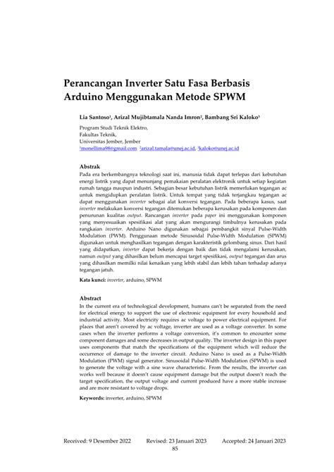 PDF Perancangan Inverter Satu Fasa Berbasis Arduino Menggunakan