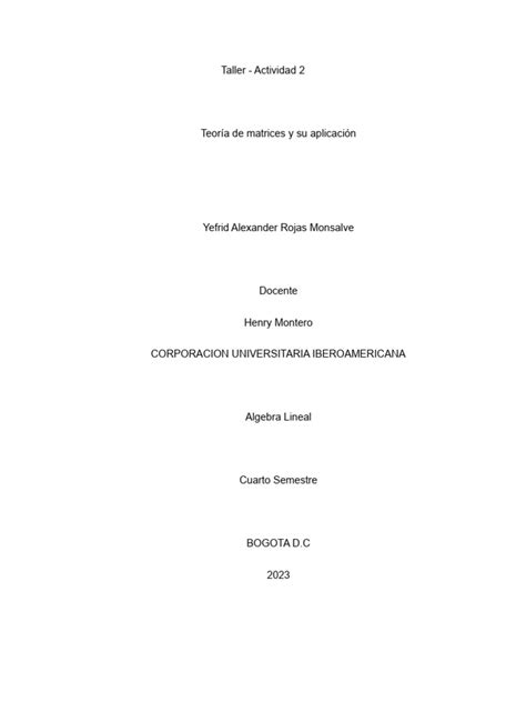 actividad 2 teoría de matrices y su aplicación pdf matriz