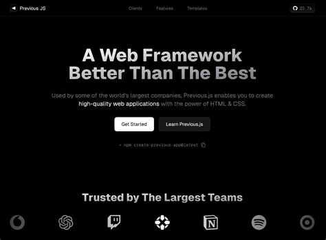 previous js modern next js inspired landing page
