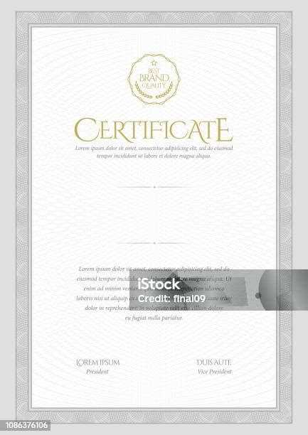 인증서 템플릿입니다 현대적인 디자인 또는 상품권의 디플로마입니다 증명서에 대한 스톡 벡터 아트 및 기타 이미지 증명서 성취 프레임 Istock