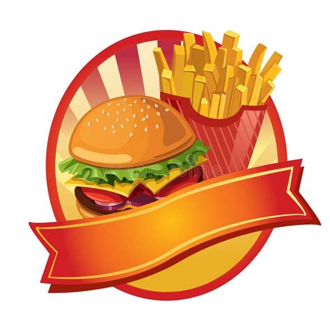 Burger And Fries Label Stock Vector Illustration Of Design 78525572