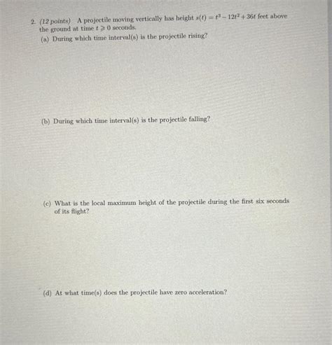 Solved 2 12 Points A Projectile Moving Vertically Has