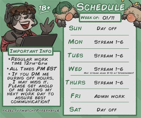 Stream Schedule 1 11 By Pyperhaylie On Deviantart