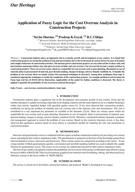 Pdf Application Of Fuzzy Logic For The Cost Overrun Analysis In Construction Projects