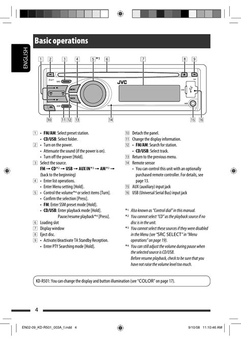 Basic Operations English JVC KD R User Manual Page