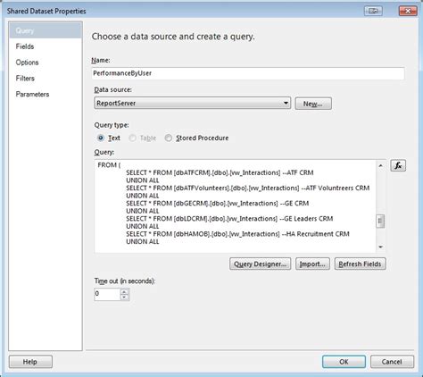 Sql Ssrs Report Data Source For Query With Multiple Databases Stack