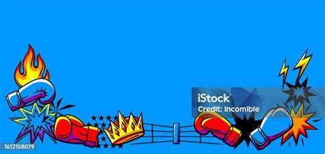 권투 아이템이 있는 배경입니다 박스 클럽 그림입니다 만화 스타일의 스포츠 이미지입니다 Championship에 대한 스톡 벡터 아트 및 기타 이미지