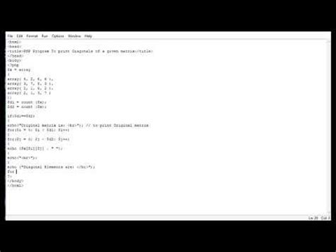 Php Program To Print Diagonals Of A Given Matrix Php Matrix Diagonal