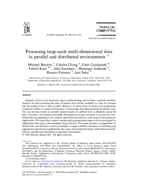 Pdf Processing Large Scale Multi Dimensional Data In Parallel And Distributed Environments