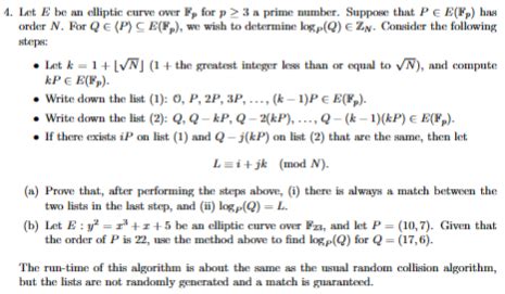 Solved Let E Be An Elliptic Curve Over Fp For P A Prime Chegg