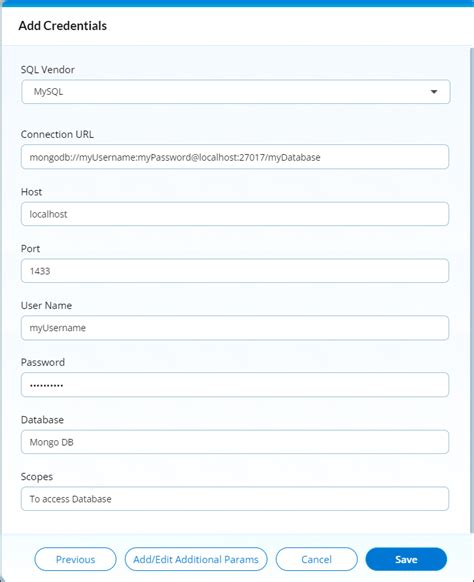 Create Credential Using Db Connection