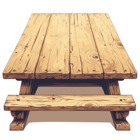 Premium Vector Rustic Dining Table With Bench Seating