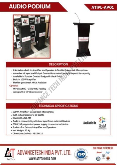 Advancetech India Classroom Lectern Color Black At Rs 30000 In
