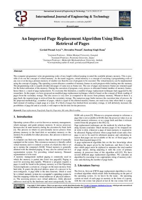 Pdf An Improved Page Replacement Algorithm Using Block Retrieval Of
