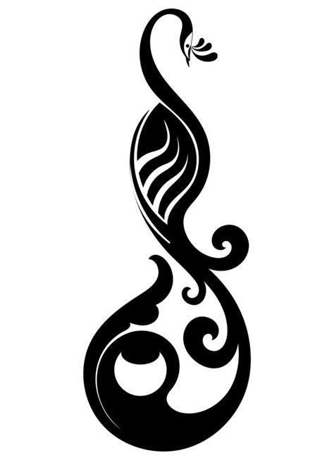 Elegant Abstract Peacock Line Art For Tattoo Designs 59479991 Vector