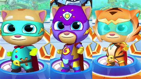 Talking Tom Hero Dash Tiger Roar Ginger Vs Mighty Ginger Vs Super Ginger Vs Roy Raccoon Youtube