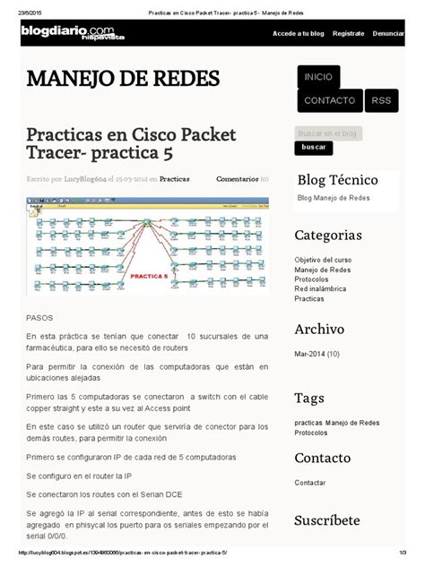 practicas en cisco packet tracer practica 5 manejo de redes pdf