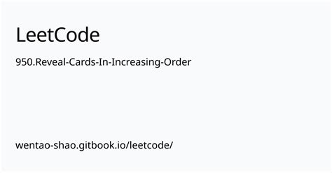 950 Reveal Cards In Increasing Order LeetCode
