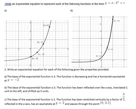 Solved Write An Exponential Equation To Represent Each Of Chegg
