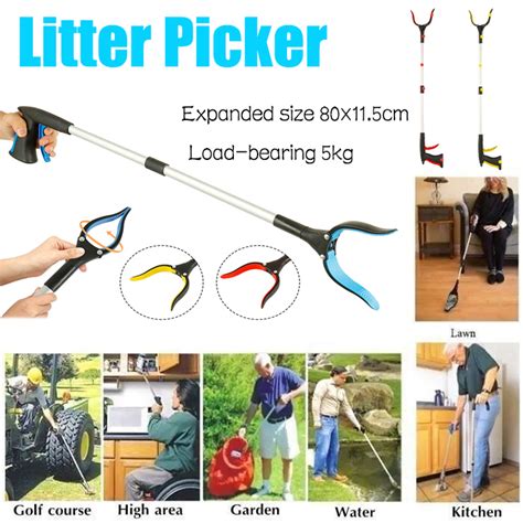 【litter Picker】foldable Grabber Reacher Tool Long Handle Pick Up Stick