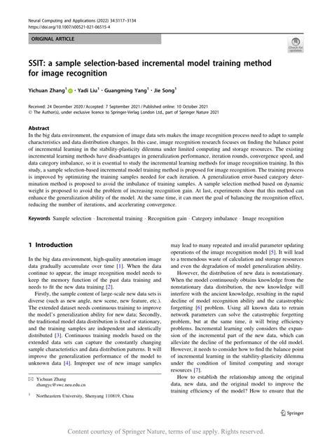 Ssit A Sample Selection Based Incremental Model Training Method For Image Recognition Request Pdf