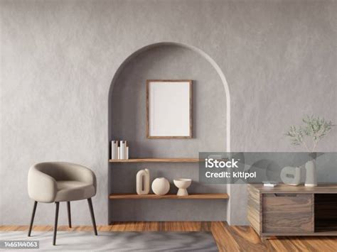 인테리어 포스터는 거실 벽에 수직 빈 나무 프레임으로 조롱합니다 3d 렌더링 0명에 대한 스톡 사진 및 기타 이미지 0명