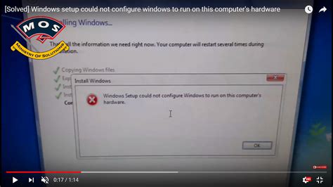 Lỗi Windows Setup could configure Windowns to run on this computer